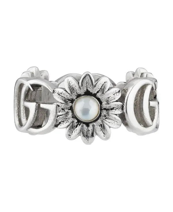 Gucci Double G Flower Ring With Gemstones