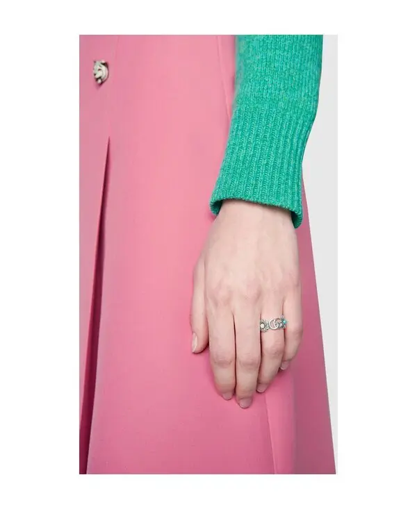 Gucci Double G Flower Ring With Gemstones