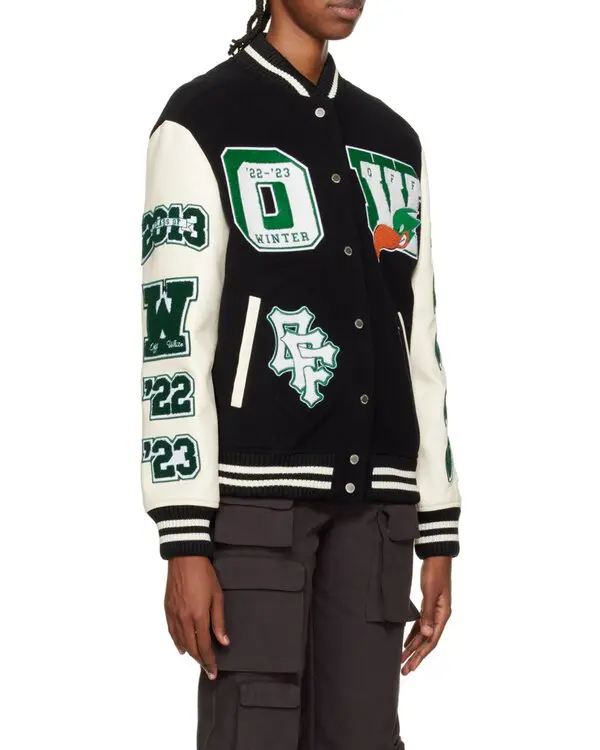 Off-White Embr Patches Embroidered Varsity Jacket