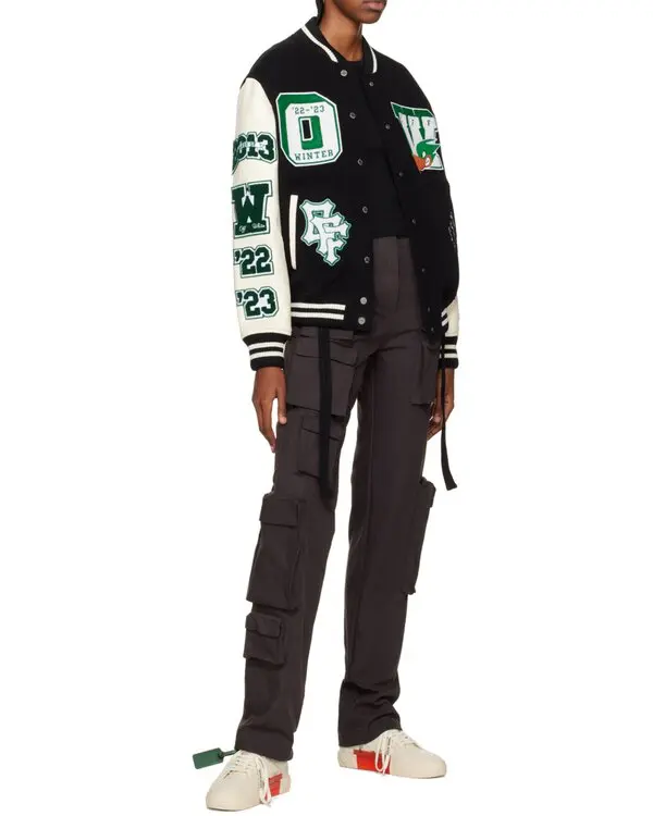 Off-White Embr Patches Embroidered Varsity Jacket
