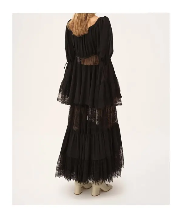 Chloé Tiered Lace-trimmed Maxi Skirt