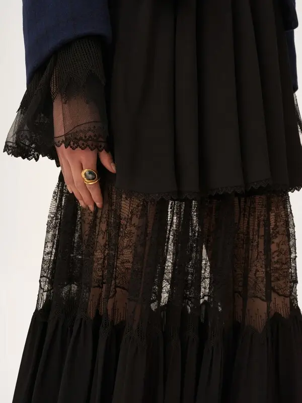 Chloé Tiered Lace-trimmed Maxi Skirt