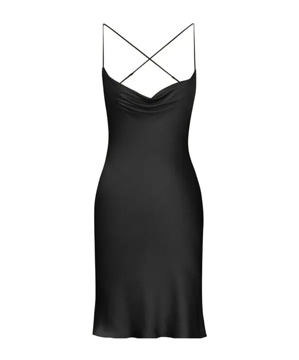 Saint Laurent Backless Cowl Neck Mini Dress - Black