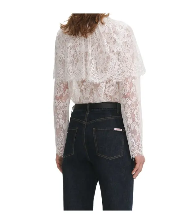 SELF-PORTRAIT Floral Lace Blouse With Diamanté Buttons