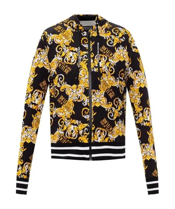 Versace Baroque Print Zip-up Jacket - Black
