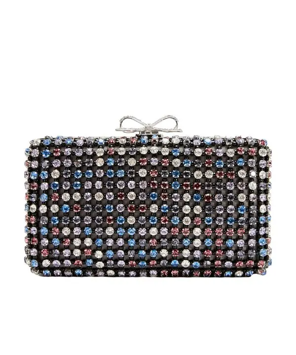 SELF-PORTRAIT Crystal Embellished Chainmail Clutch Bag - Multi Coloured