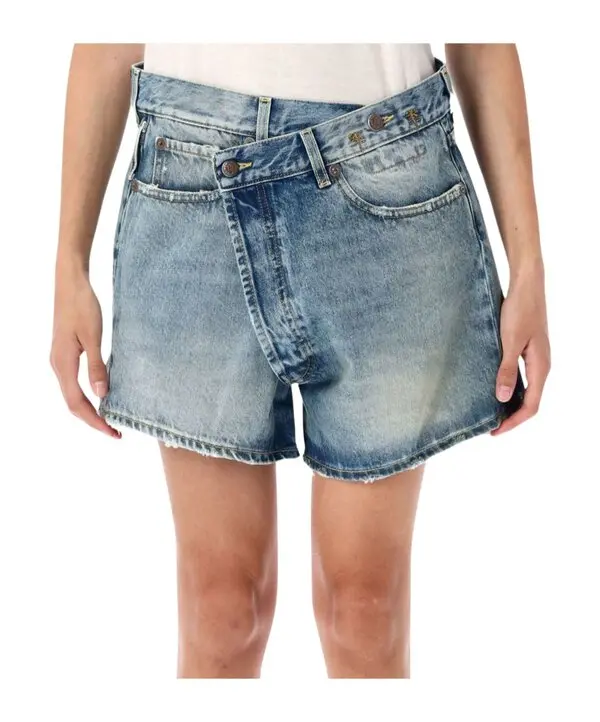 R13 Crossover Denim Shorts - Multicolor