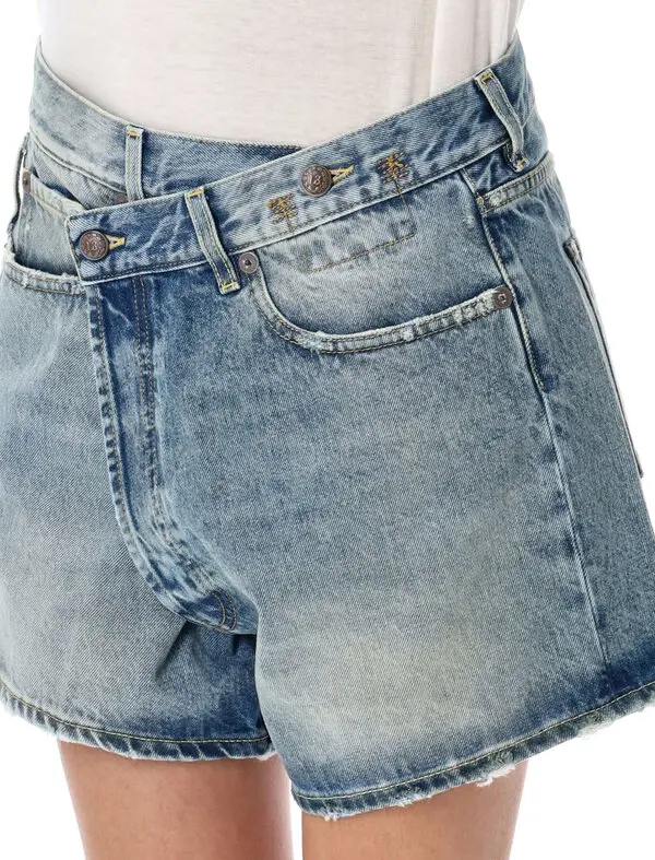 R13 Crossover Denim Shorts