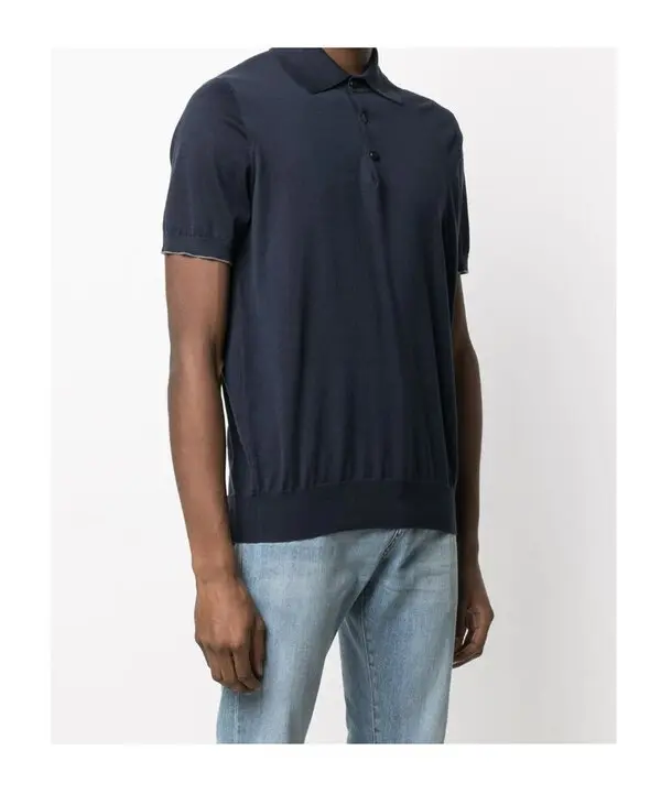 Brunello Cucinelli Fine Knit Polo Shirt - Blue