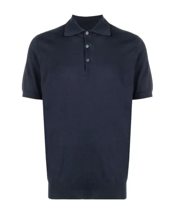 Brunello Cucinelli Short Sleeved Buttoned Polo Shirt - Blue