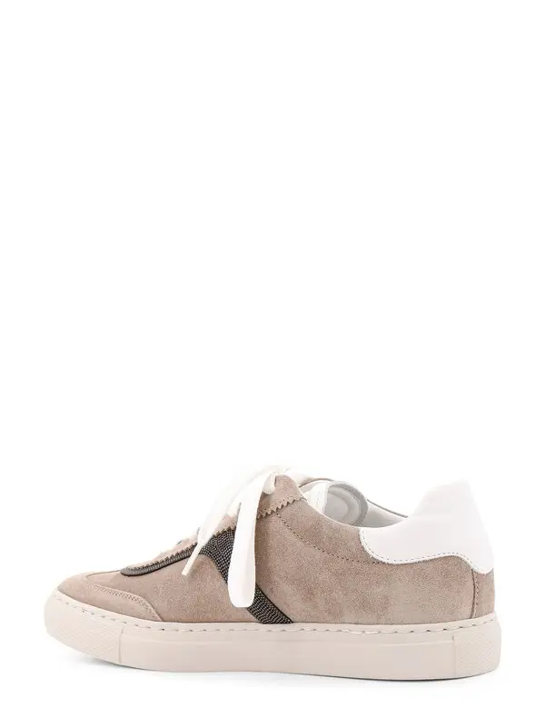 Brunello Cucinelli Bead-embellished Lace-up Sneakers - Nude