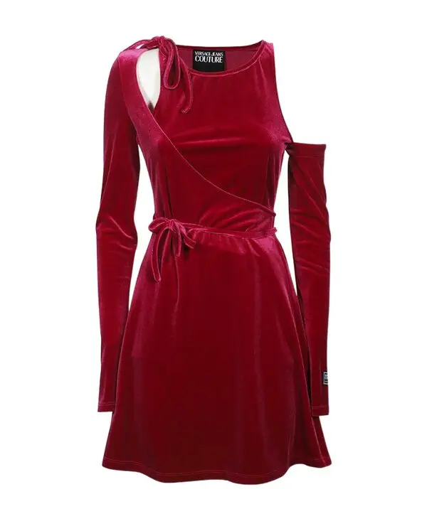 Versace Cut-out Long-sleeved Velvet Dress