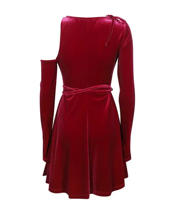 Versace Cut-out Long-sleeved Velvet Dress