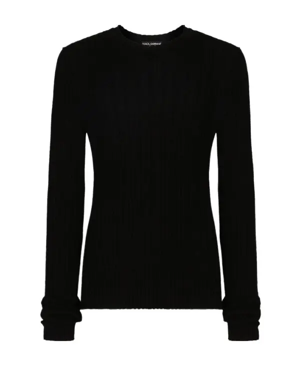 Dolce & Gabbana Ribbed Knit Long Sleeve Jumper - Black