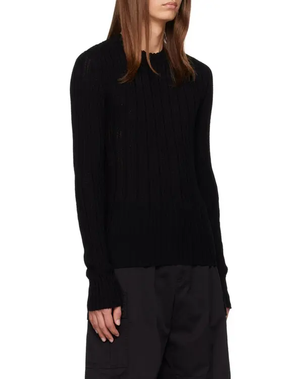 Dolce & Gabbana Ribbed Knit Long Sleeve Jumper - Black