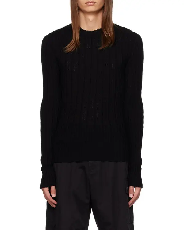 Dolce & Gabbana Ribbed Knit Long Sleeve Jumper - Black