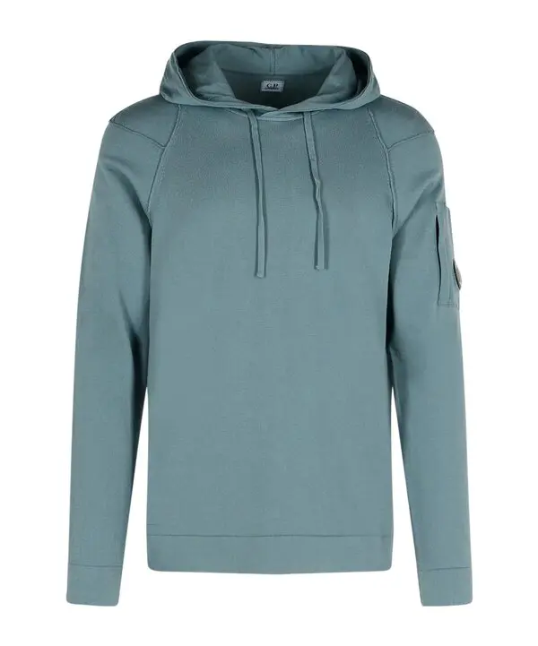 C.P. COMPANY Lens Detailed Drawstring Hoodie - Light Blue
