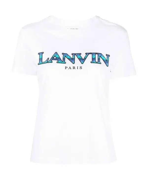 LANVIN Logo Embroidered T-shirt - White
