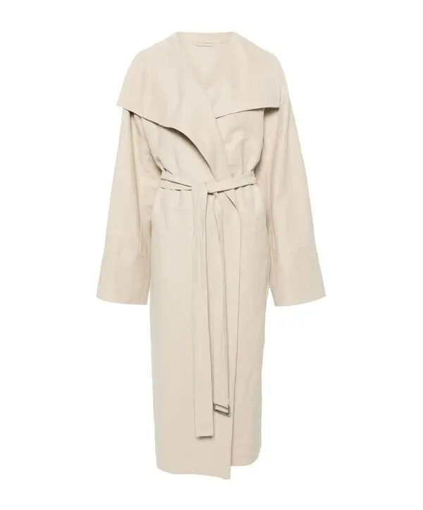 TOTEME Signature Belted Midi Coat - Beige