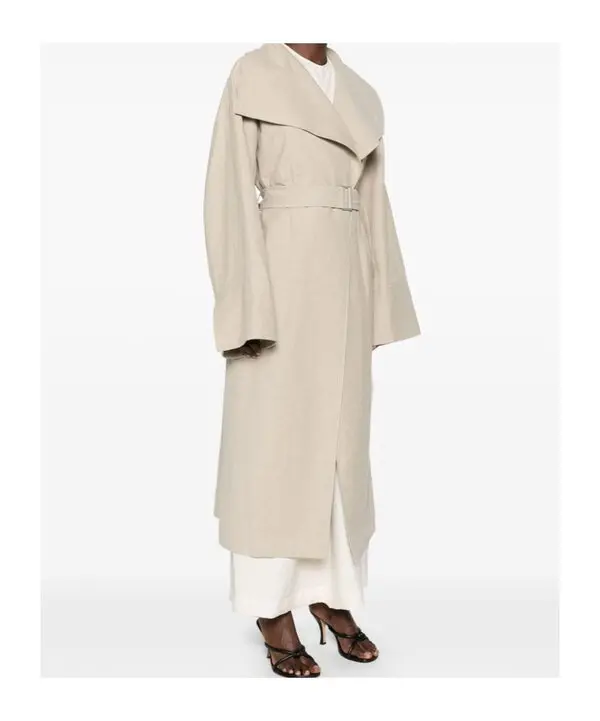 TOTEME Signature Belted Midi Coat - Nude