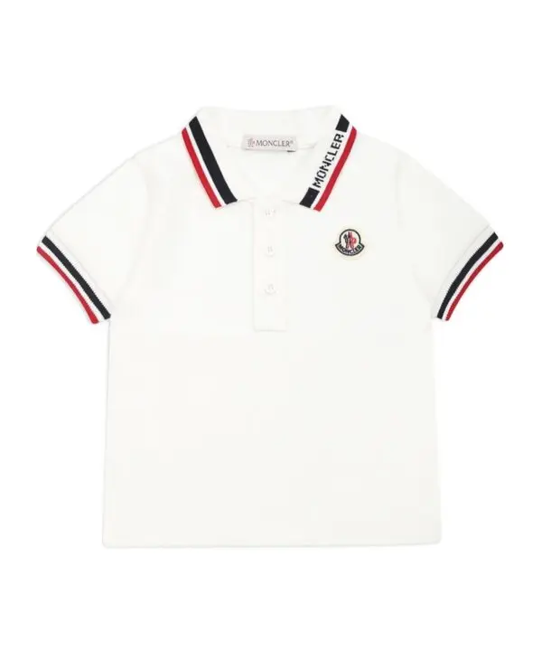 Moncler Tricolour-trimmed Piquet Polo Shirt - White