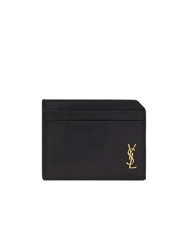Saint Laurent Tiny Cassandre Open Card Case - Black