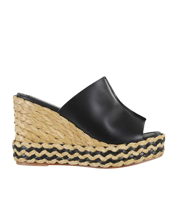PALOMA BARCELO Ivana Leather Platform Raffia Sandals