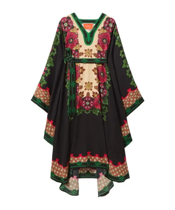 La DoubleJ Floral-print Asymmetric Day Dress - Black