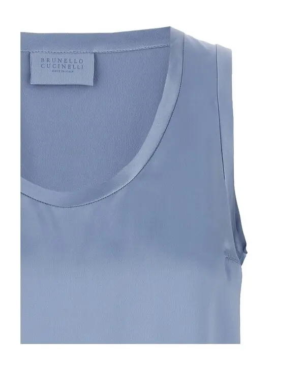 Brunello Cucinelli Scoop Neck Sleeveless Top - Blue
