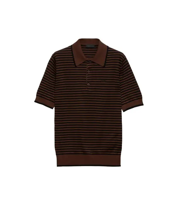 Prada Striped Cotton Polo Shirt - Brown