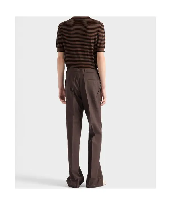Prada Striped Cotton Polo Shirt - Brown