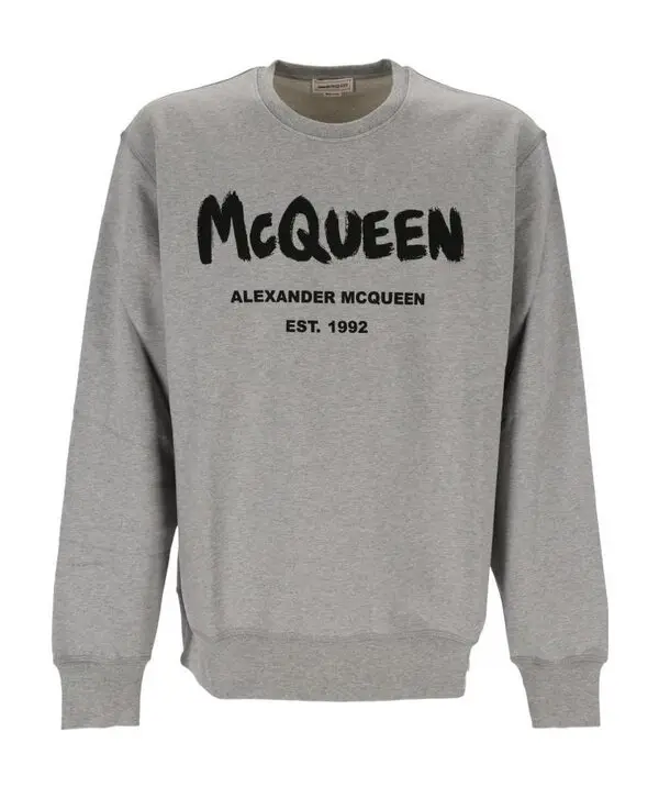Alexander McQueen Graffiti Logo Round Neck Sweater