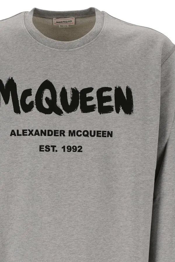 Alexander McQueen Graffiti Logo Round Neck Sweater