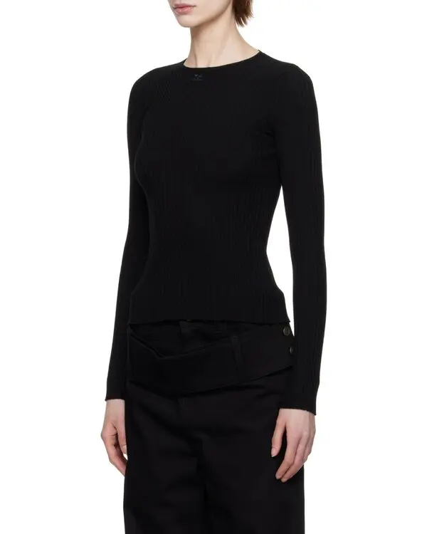 COURREGES Courrèges Ribbed-knit Long Sleeve Jumper - Black