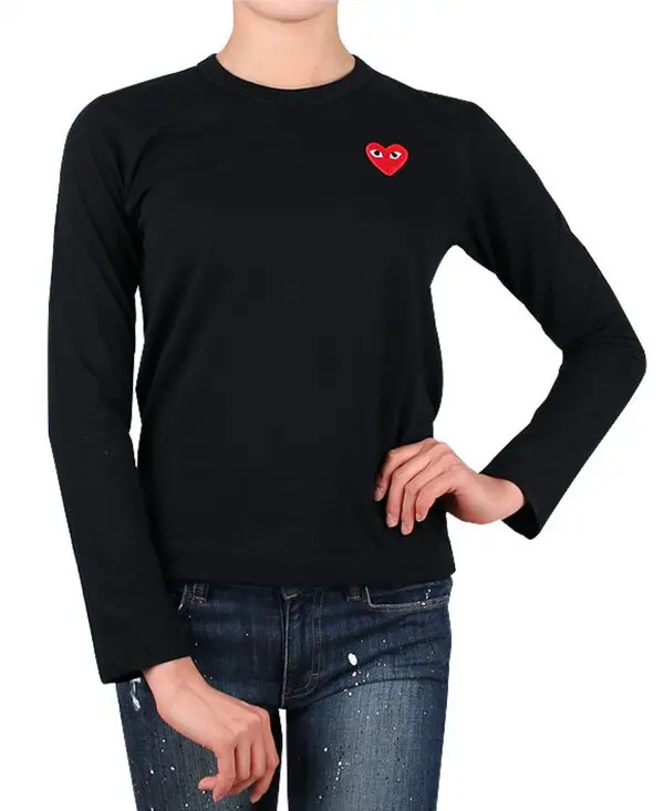 Play Comme Des Garcon Comme Des Garçons Play Heart Patch Crewneck Jumper - Black