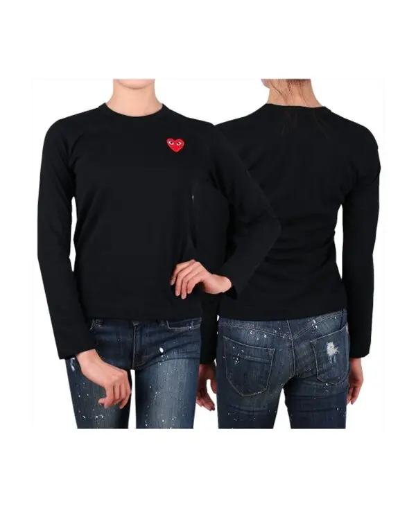 Play Comme Des Garcon Comme Des Garçons Play Heart Patch Crewneck Jumper - Black