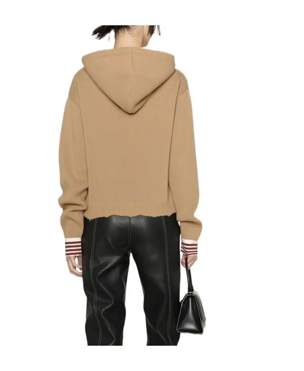 Palm Angels Logo Embroidered Knit Hoodie - Nude