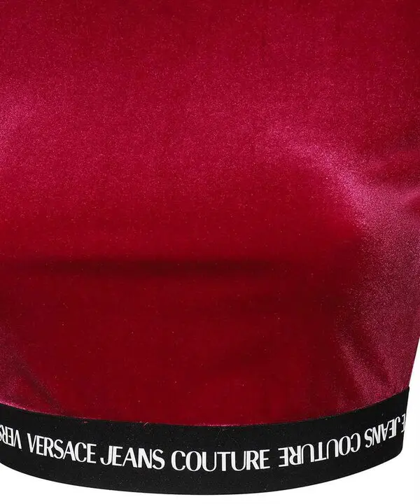 Versace Long-sleeved Cropped Top With Logo Band