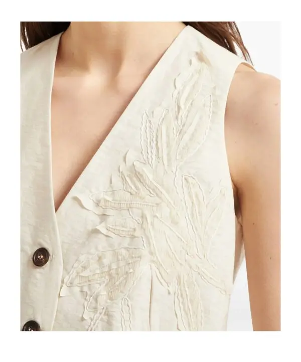 Brunello Cucinelli Floral Appliqué Waistcoat - White