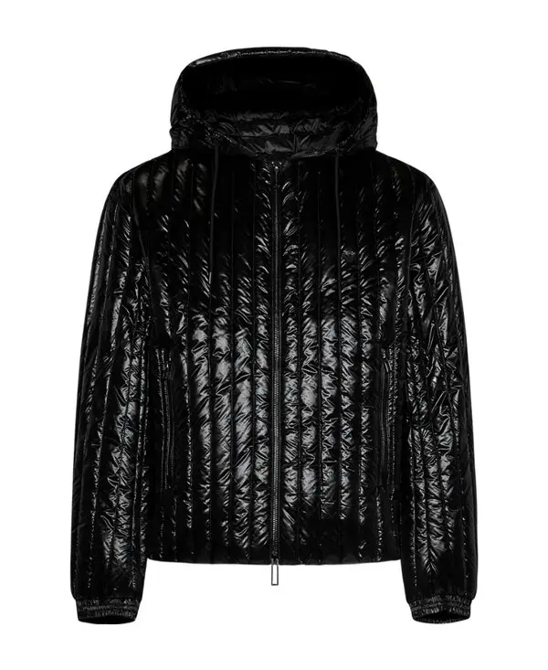 Emporio Armani Logo-embroidered Hooded Padded Jacket - Black