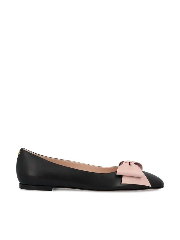 Valentino Garavani Round Toe Ballet Flats With Bow Detailing - Black