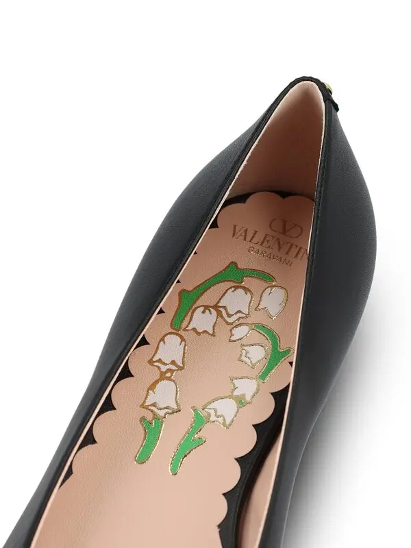 Valentino Garavani Round Toe Ballet Flats With Bow Detailing - Black