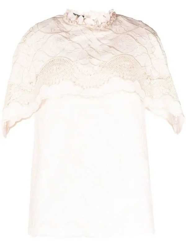 Alberta Ferretti Embroidered Lace Blouse - White
