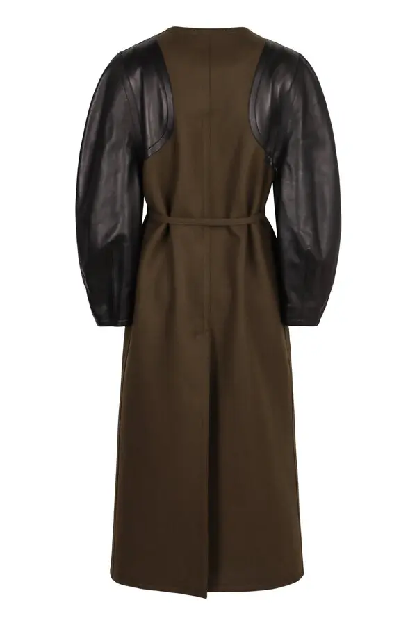 Fendi Single Breasted Belted Panelled Coat - Brown