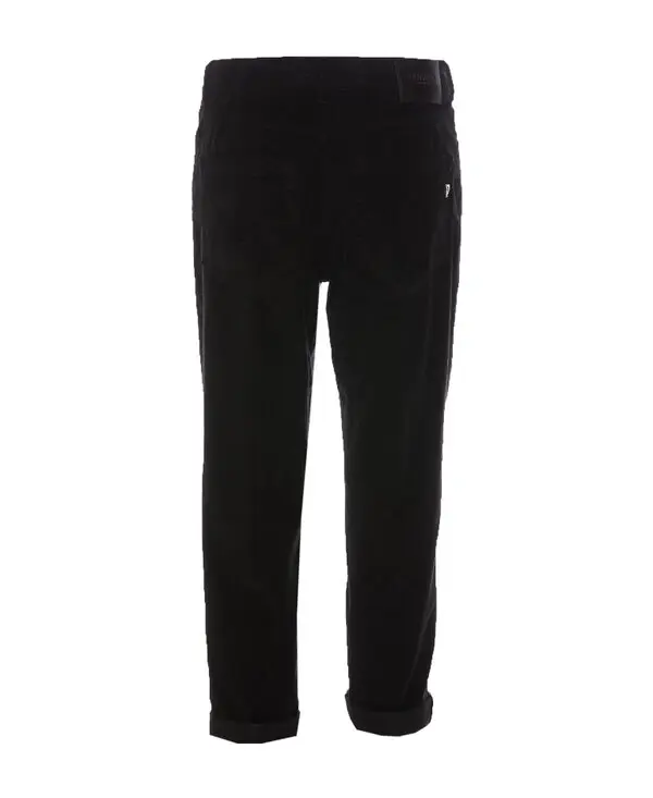 DONDUP Mid-rise Cropped Corduroy Trousers With Button Detail - Black