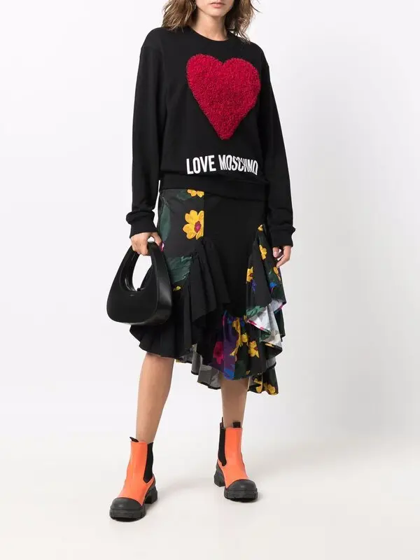 Moschino 3d Heart Sweatshirt - Black