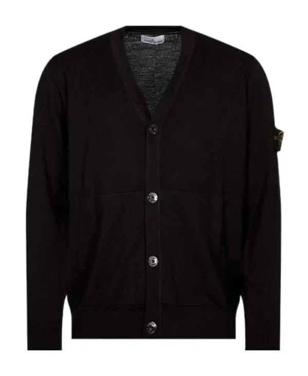 Stone Island Compass-motif Virgin Wool Cardigan - Black