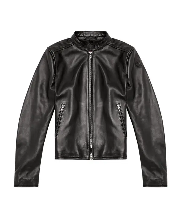 DIESEL® L-ayla Zipped Leather Biker Jacket