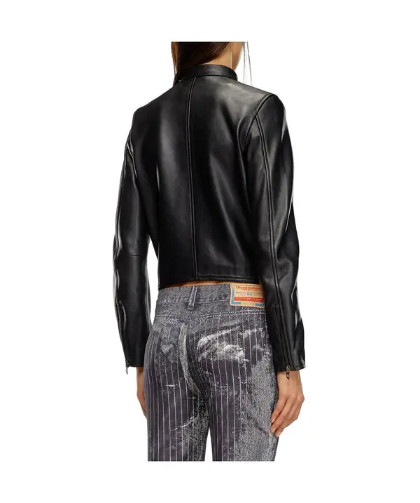 DIESEL® L-ayla Zipped Leather Biker Jacket