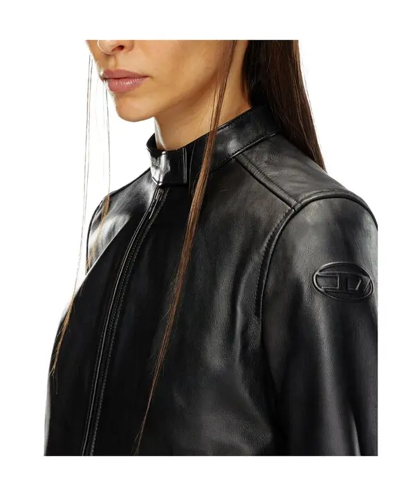 DIESEL® L-ayla Zipped Leather Biker Jacket